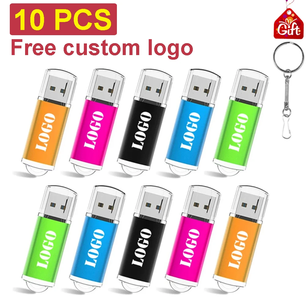 10 PCS/lot clé USB en métal 4GB 8GB 16G clé USB 32GB 64G clé mémoire ...