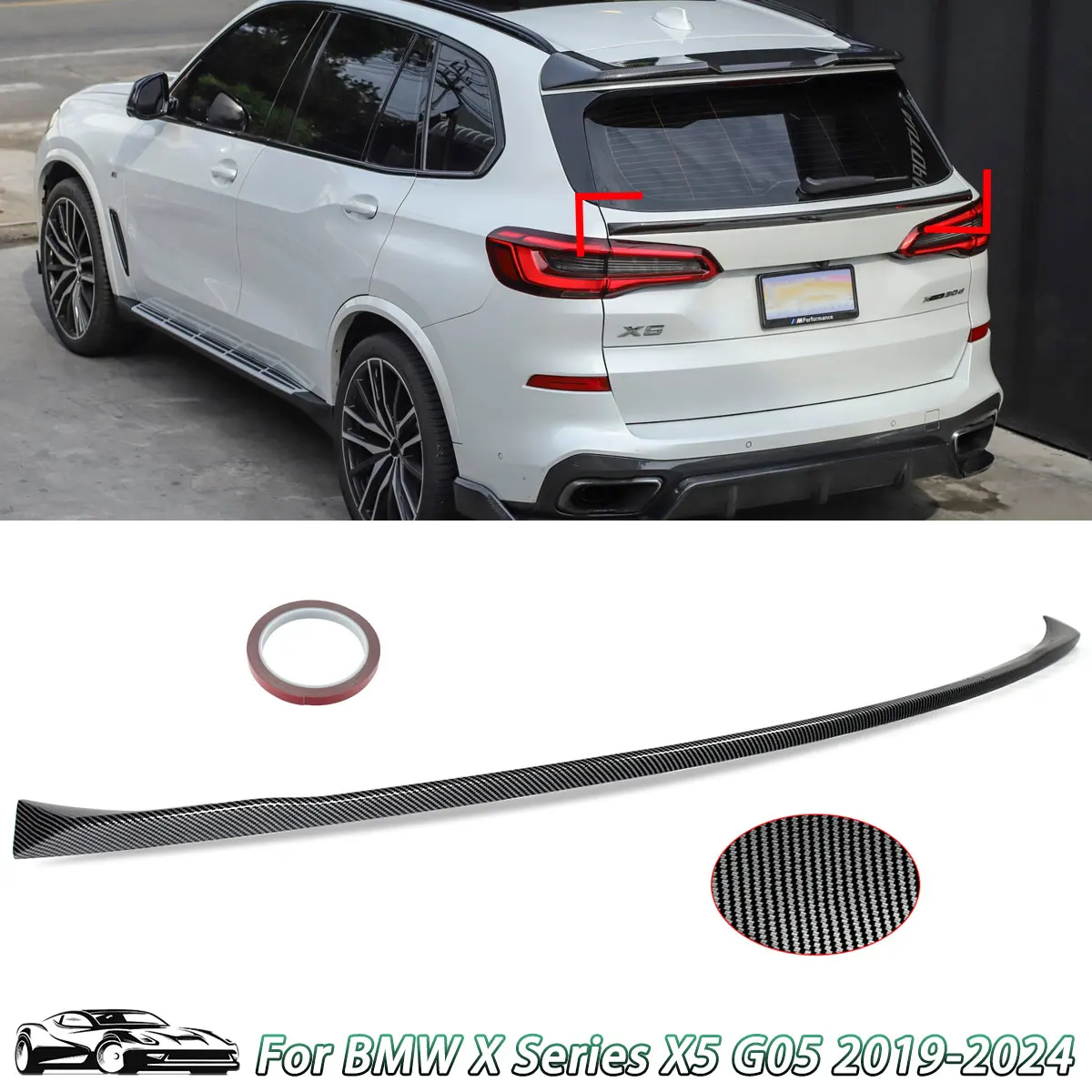 Fit for BMW X5 G05 F95 2019-22 Rear Middle Spoiler Trunk Wing Carbon ...