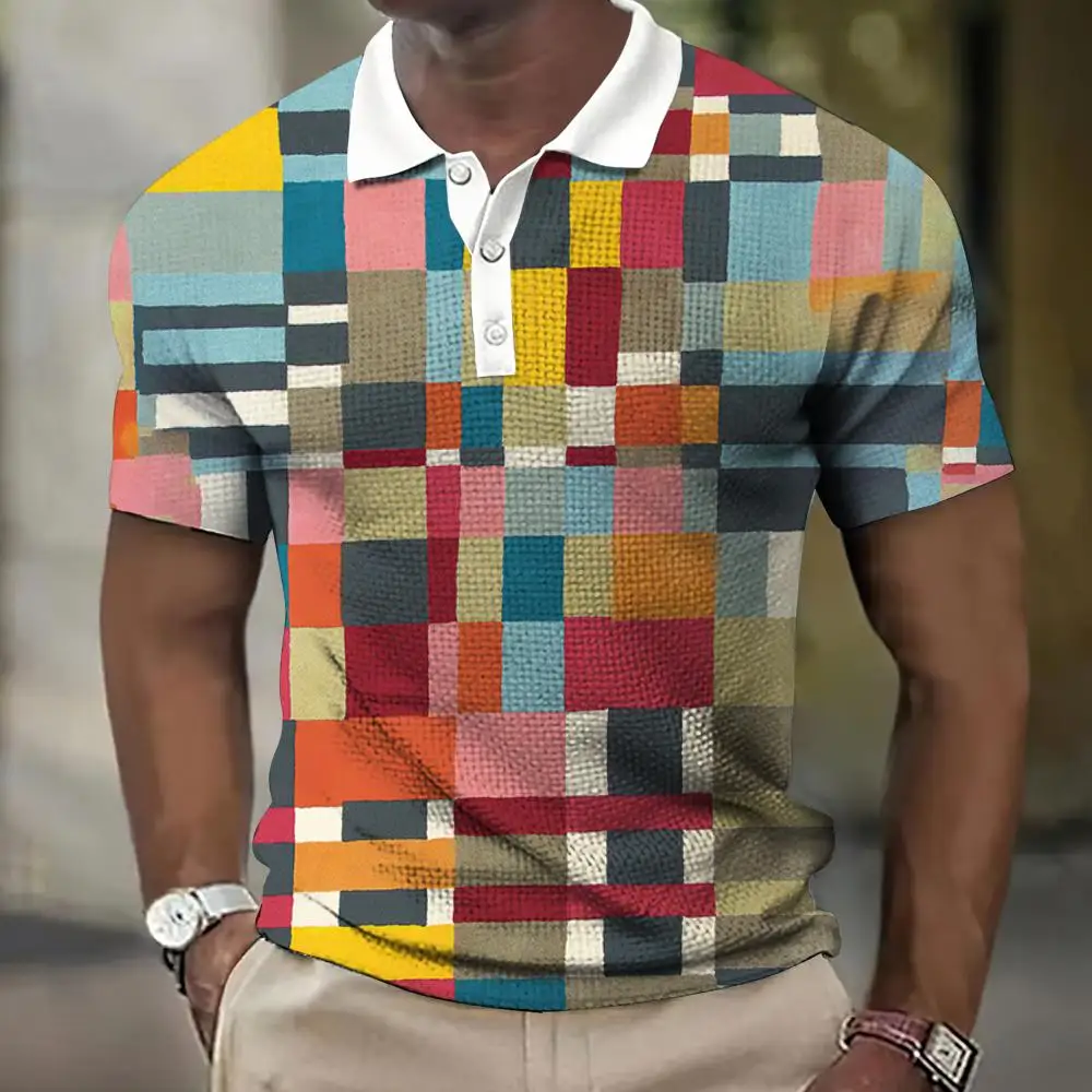 New-Men-S-Luxury-Premium-Polo-T-Shirt-For-Men-Plaid-Pattern-Polo-Summer ...