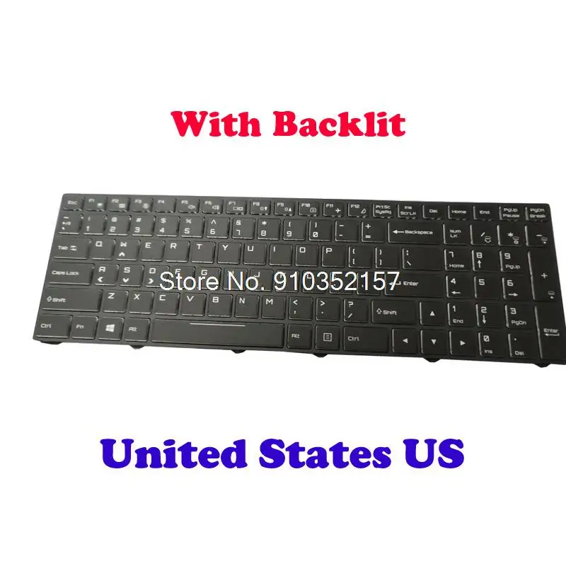 US English Backlit Keyboard For CLEVO N850 CVM15F23USJ4309 6 80 N85H0 ...