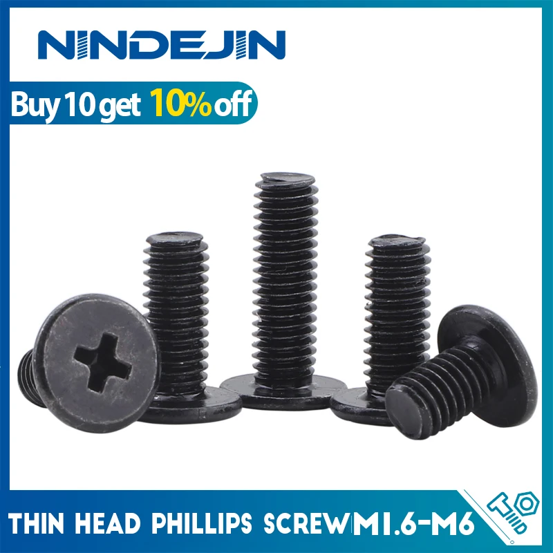 NINDEJIN-Phillips-Ultra-Thin-Flat-Wafer-Head-Screw-M1-6-M2-M2-5-M3-M4 ...
