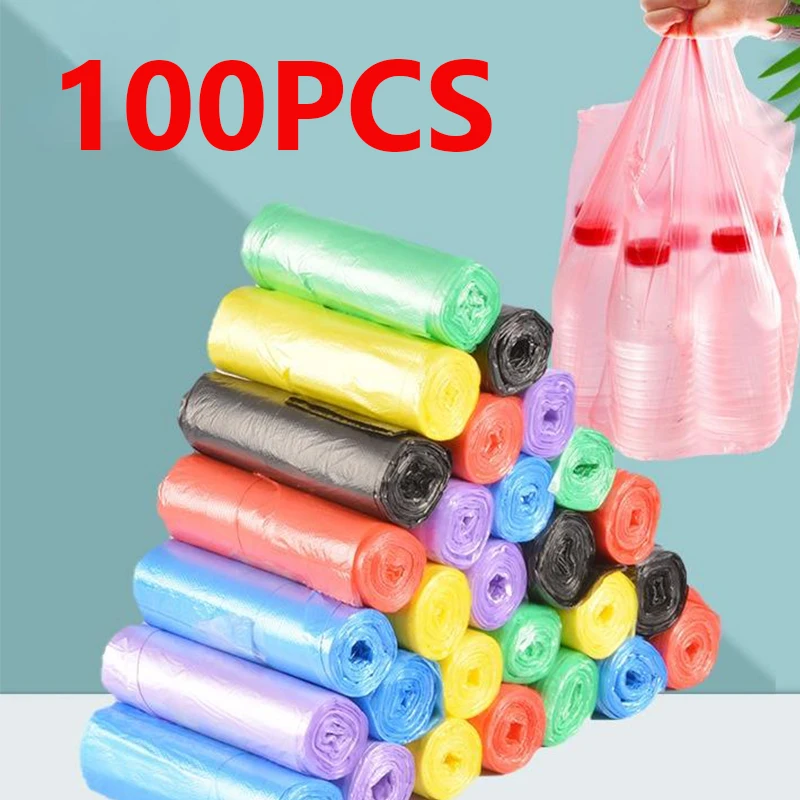 100PCS-Garbage-Bag-Disposable-Trash-Can-Thicken-Vest-Style-Storage ...