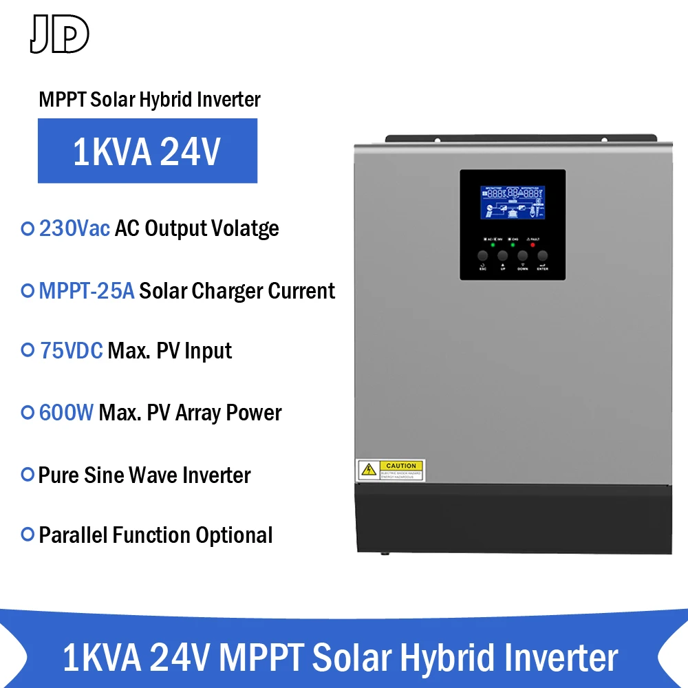1kva 24vdc Solar Hybrid Inverter 230vac Output With Mppt 25a Solar ...