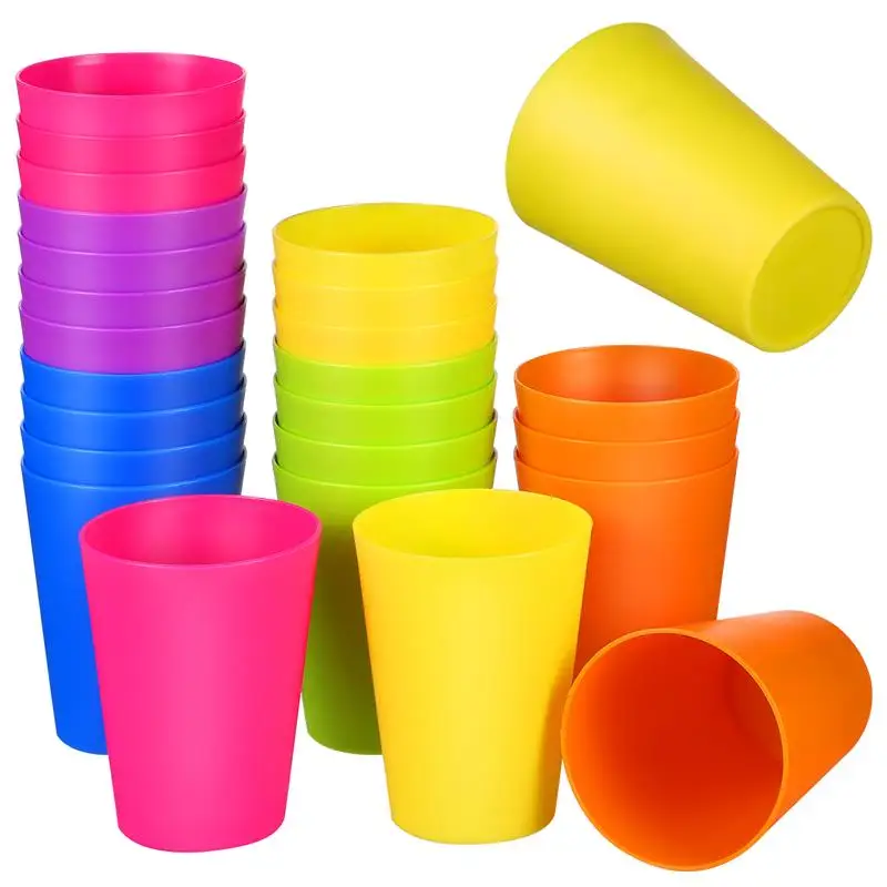 24pcs-Colorful-Drinking-Cups-Reusable-Plastic-Coffee-Juice-Beverage ...