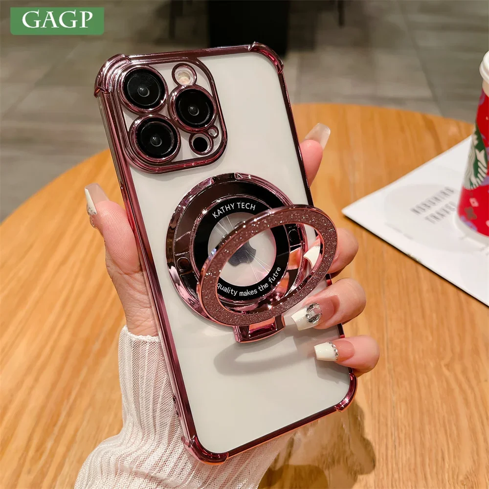 Clear-Glitter-Bracket-Phone-Case-for-iPhone-15-14-13-12-11-Pro-Max-Plus ...