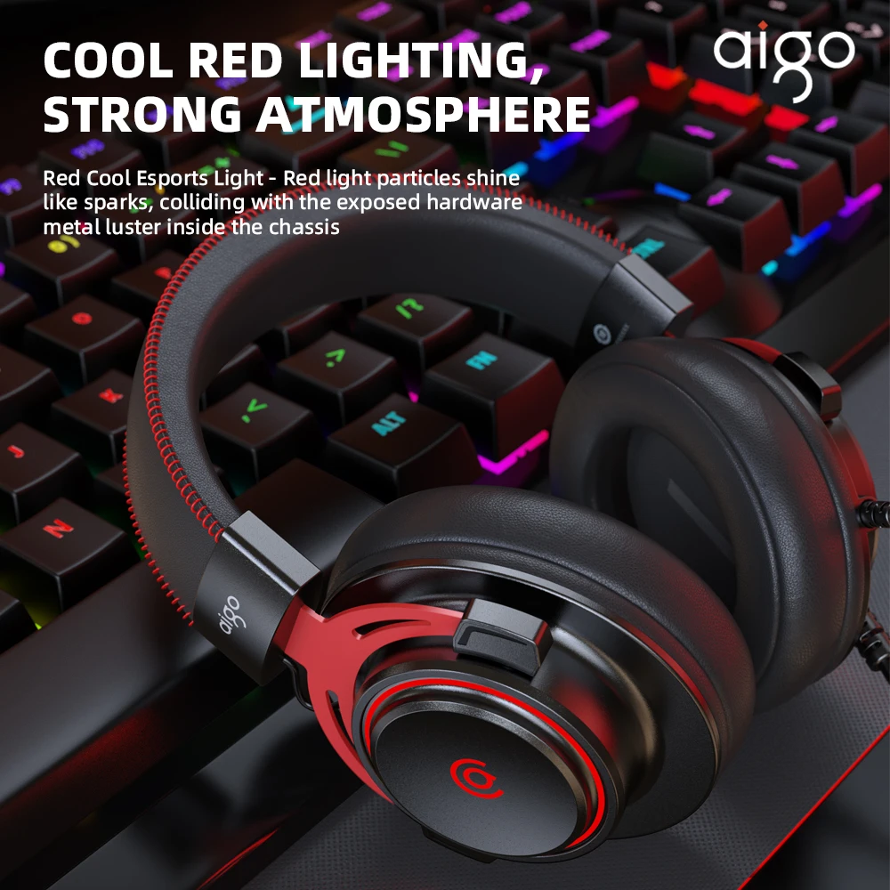 Aigo A700 Gaming Wired Headphone W/ Mic Head Mounted Virtual 7.1 ...