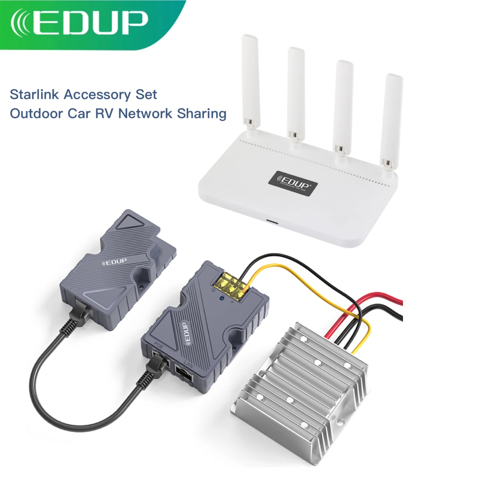 EDUP-Starlink-Sat-lite-Internet-Kit-Router-150W-PoE-Injector-Car-DC ...