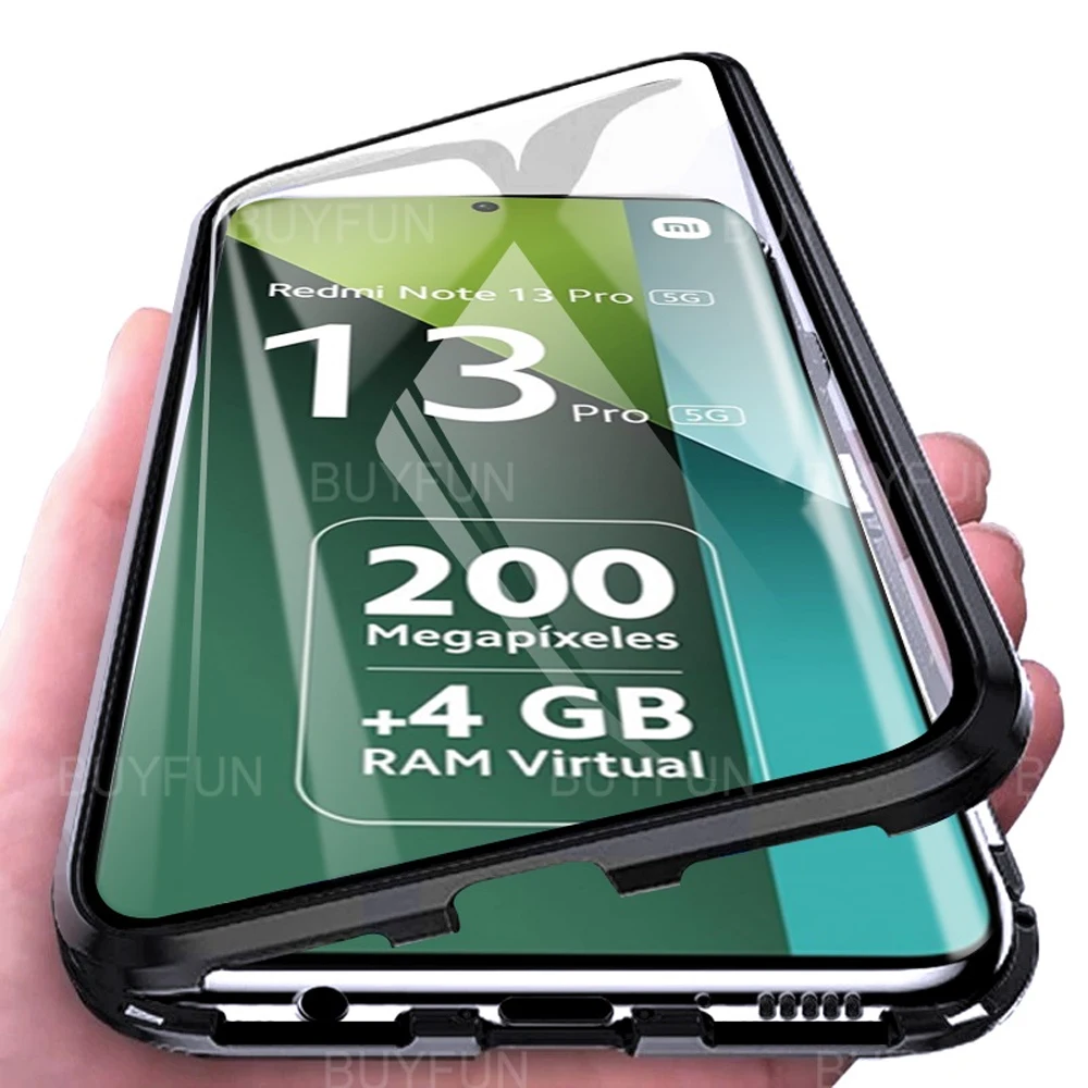 Double-Sides-Tempered-Glass-Magnetic-Case-For-Xiaomi-Redmi-Note-13-Pro ...
