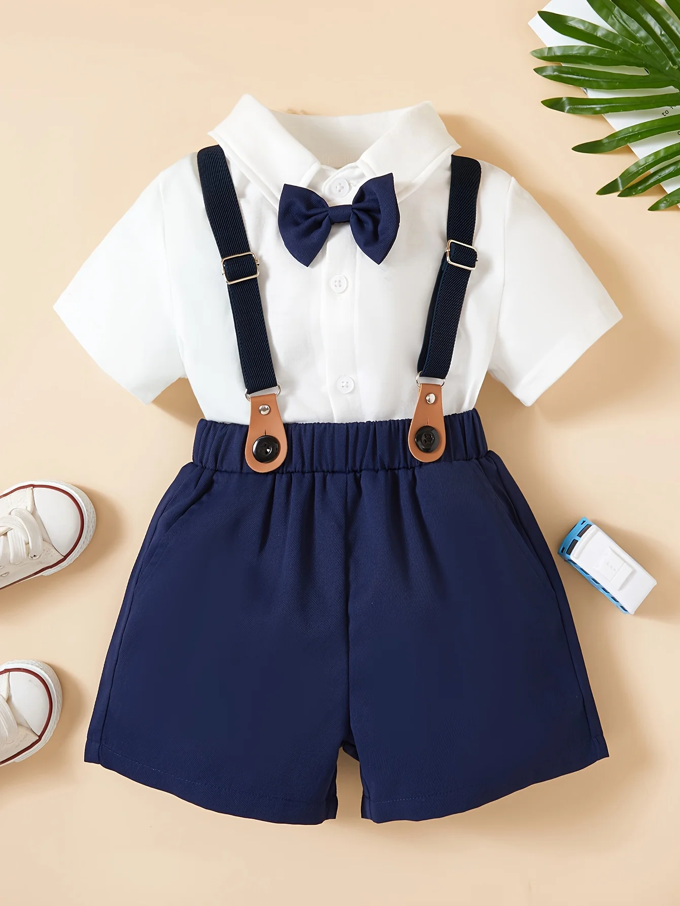 Boys-Summer-Bow-Short-sleeved-Shirt-Strap-Shorts-Casual-Gentleman-Party ...