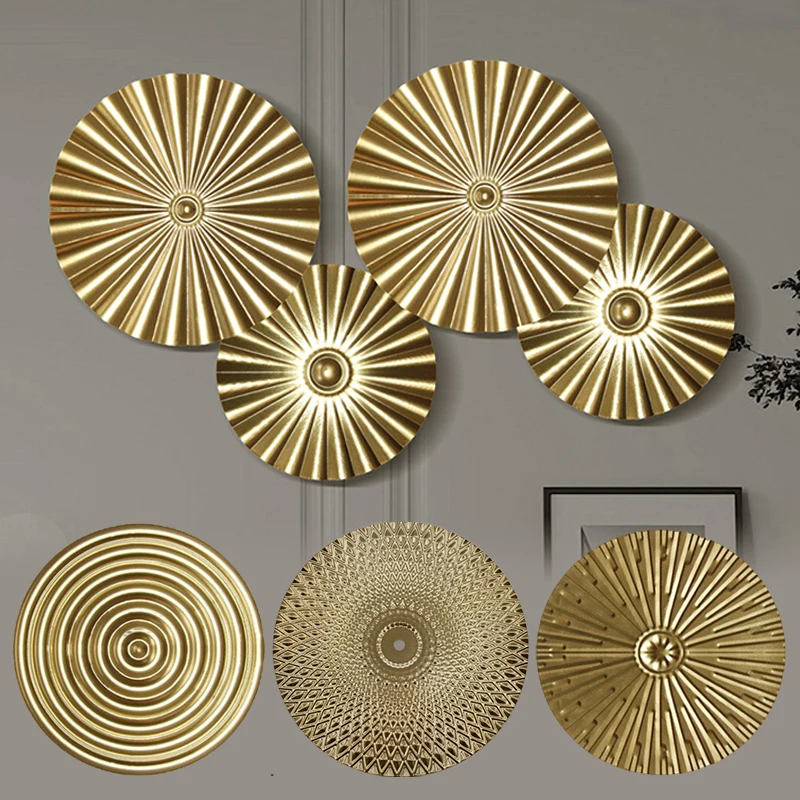 1PC-Round-Golden-Wall-Decoration-Hanging-Golden-Metal-Irregular-Wall ...
