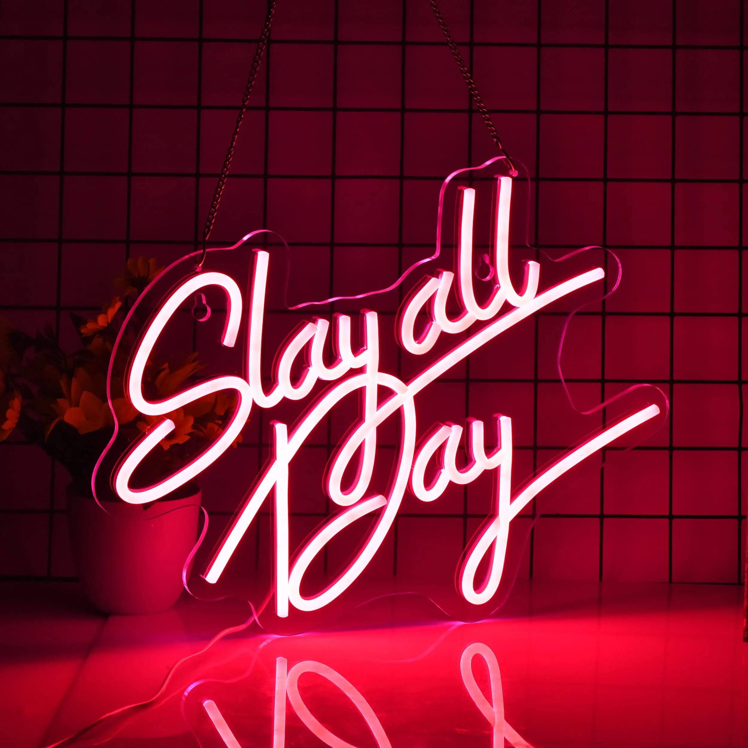 Slay All Day Neon Sign for Wall Décor Dimmable LED Neon Light USB ...