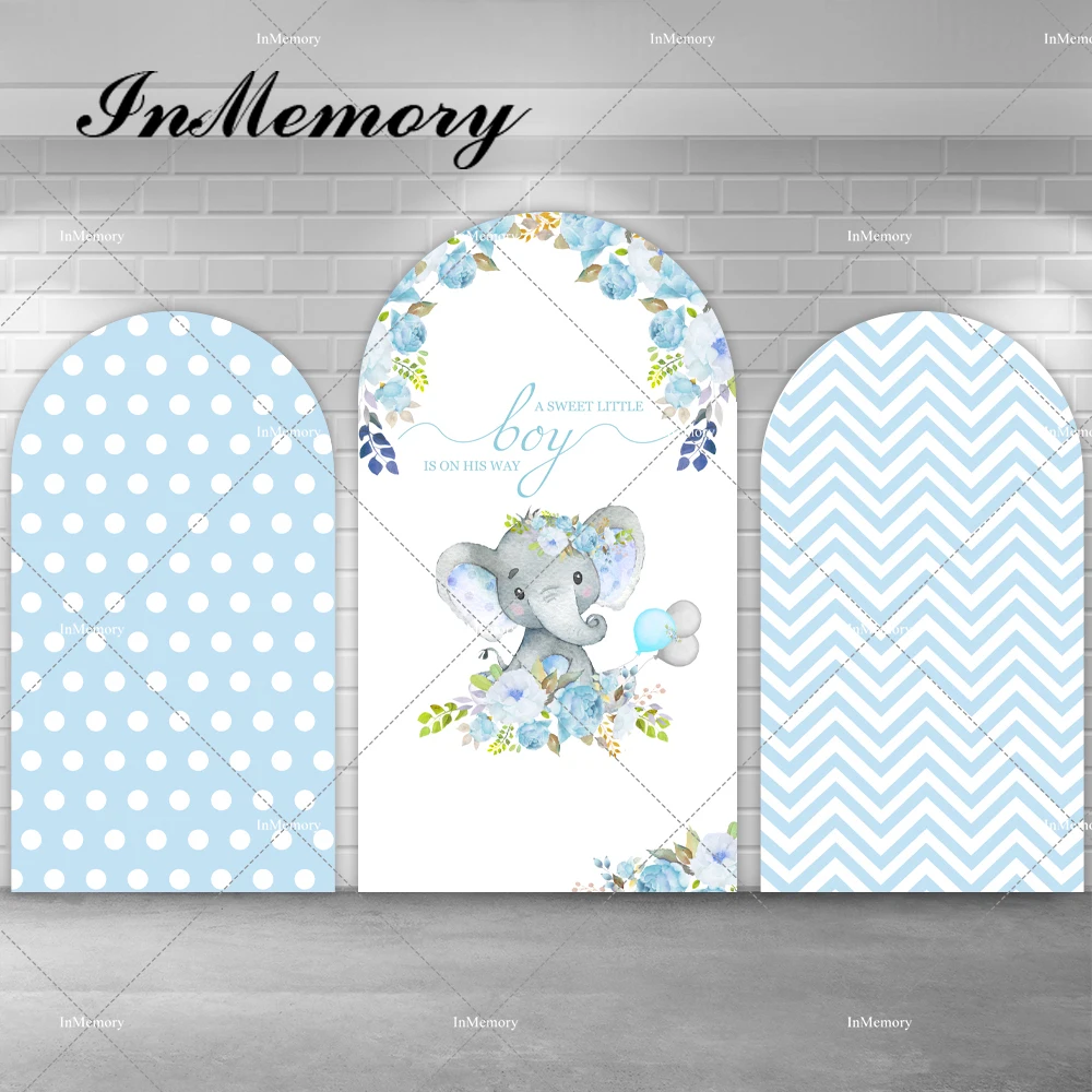 Elephant-Arch-Backdrop-Cover-Blue-Boys-Baby-Shower-1st-Birthday-Party ...