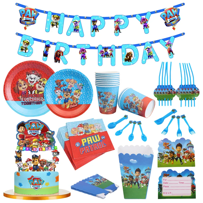 Decoración de la patrulla canina para fiesta de cumpleaños de niños, juego de globos con pajita ...