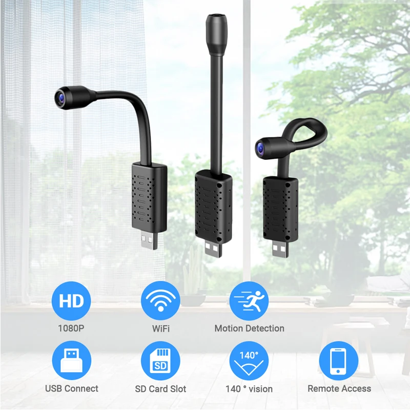 Мини-камера видеонаблюдения с Wi-Fi, IP, USB, Full HD 1080P ...