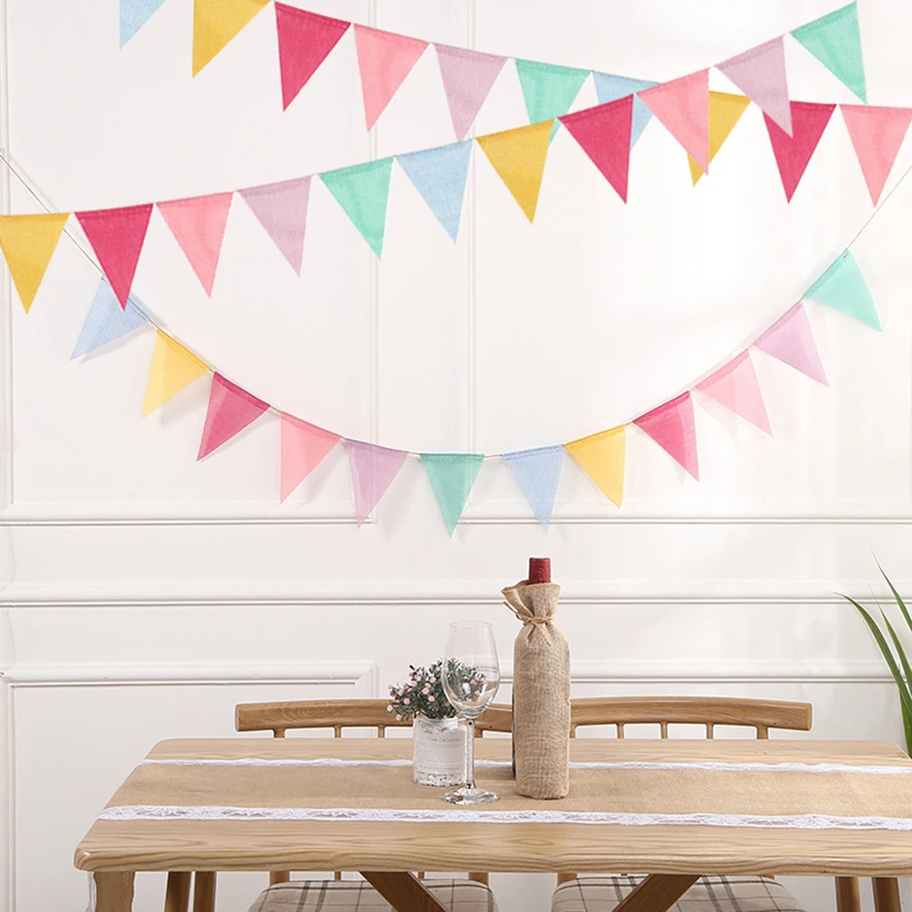 1PC-Vintage-Colorful-Burlap-Linen-Bunting-Flags-Pennant-For-Happy ...