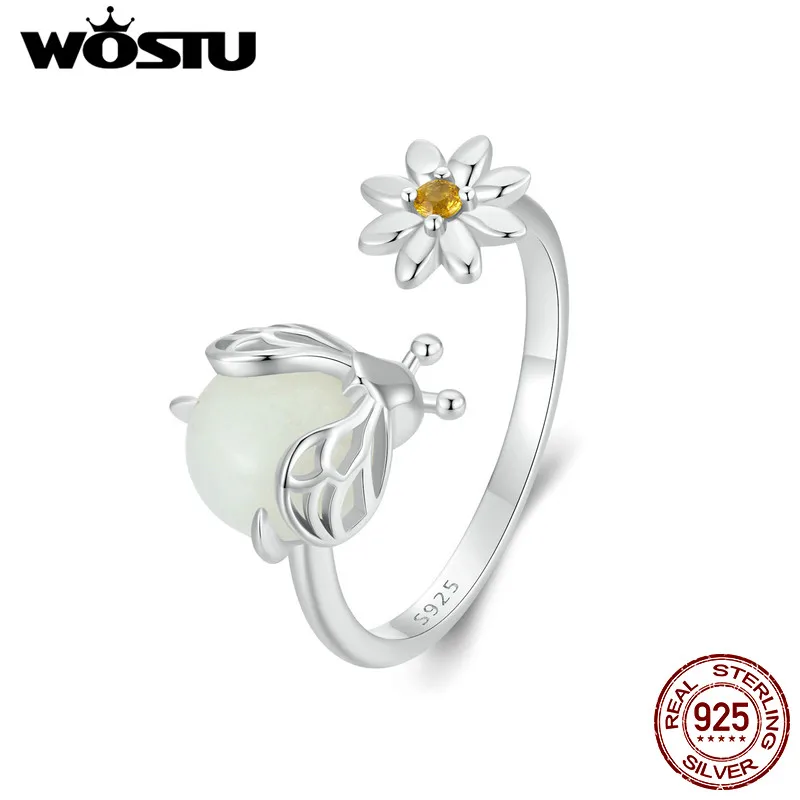 WOSTU-925-Sterling-Silver-Luminous-Firefly-Ring-Daisy-Ring-For-Women ...