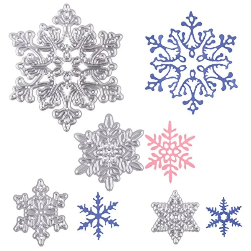 Troqueles de corte de 4 piezas, plantilla de Metal de copos de nieve de Navidad, molde para ...