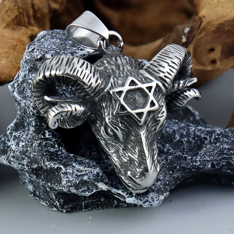 Vintage-Gothic-Pentagram-Goat-Head-Pendant-Necklace-Men-s-Stainless ...