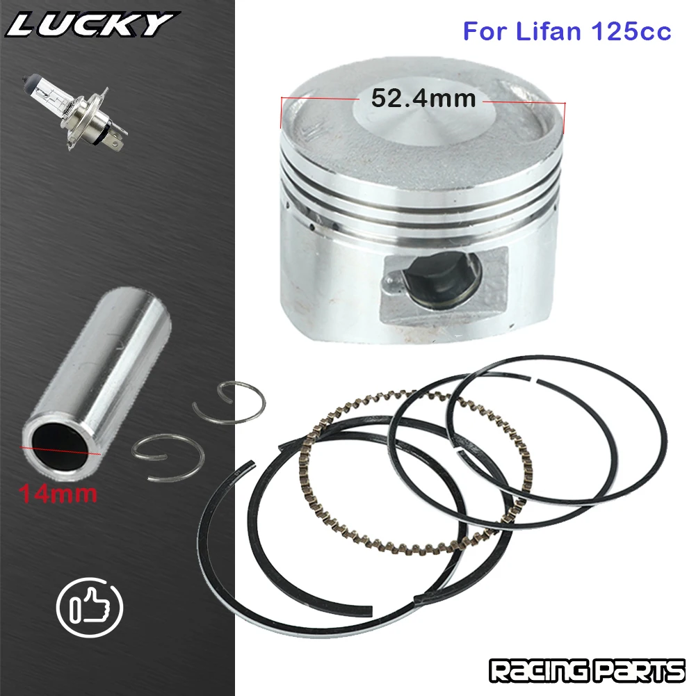Motorcycle-52-4mm-Piston-14mm-Pin-Piston-Set-For-Lifan-125cc-Air-Oil ...