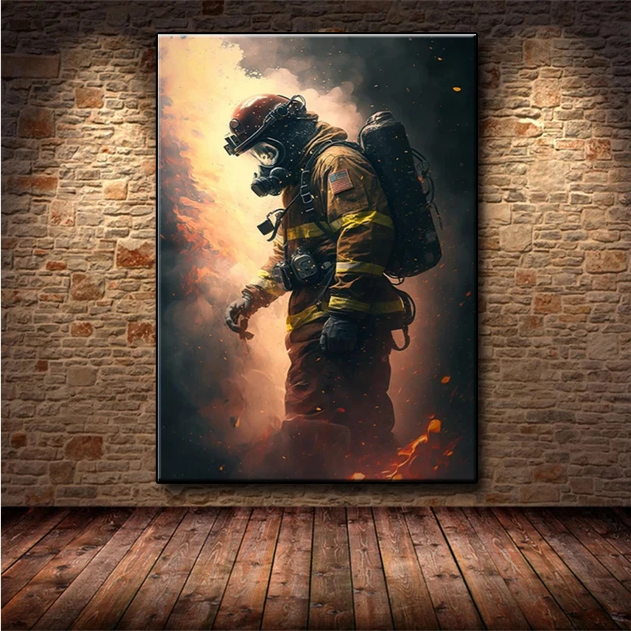 5D-Round-Diamond-Embroidery-Picture-Firefighters-And-Firefighting ...