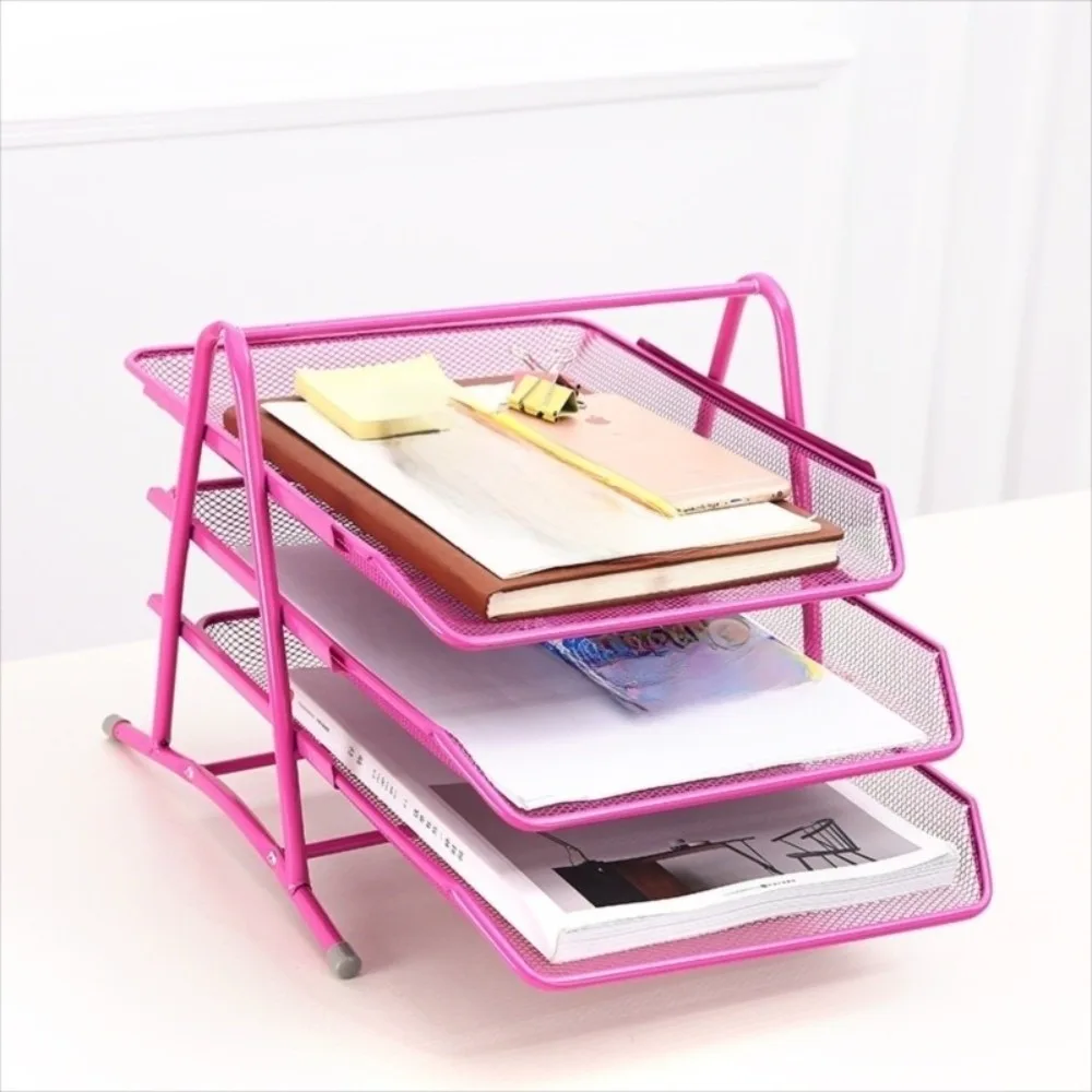 Durable Metal Three-layer File Rack Wire Mesh File Manager Desktop ...