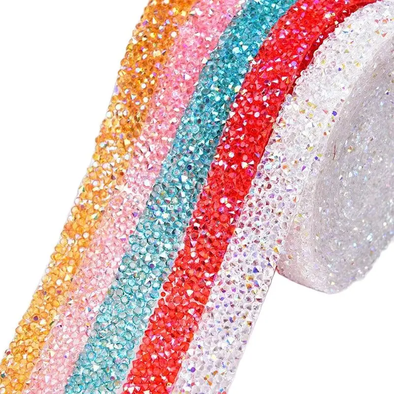 5-Yards-Lot-Hot-Fix-Rhinestone-Trim-Strass-Chain-Resin-Crystal-Applique ...