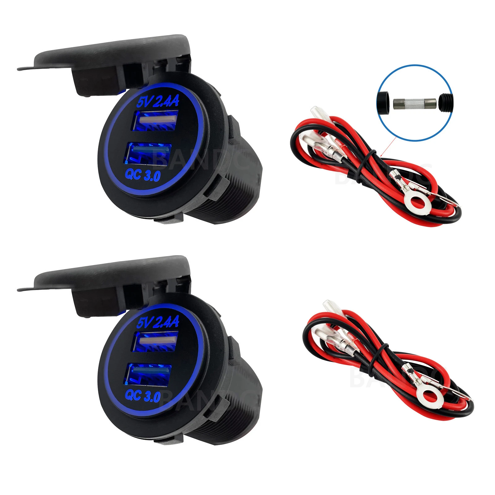Waterproof Marine Quick Charge 3.0 12V Dual USB Port Charger Socket ...
