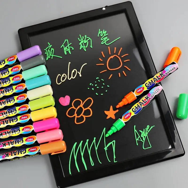 Liquid-Chalk-Marker-Pens-Erasable-Multi-Colored-LED-Writing-Board-Glass ...