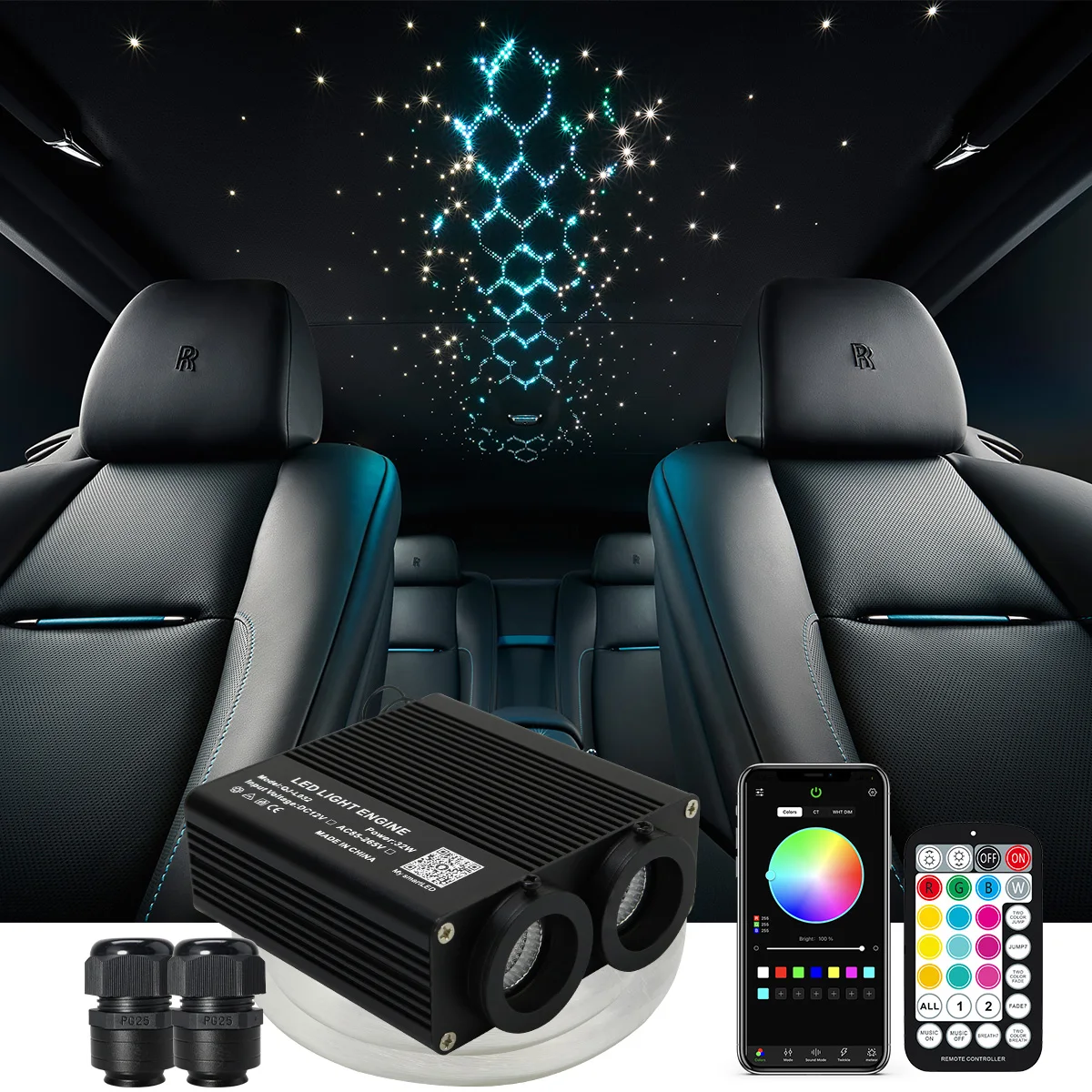 32W-Dual-color-RGBW-Car-Starry-Sky-Ceiling-Light-kit-Car-accessories ...