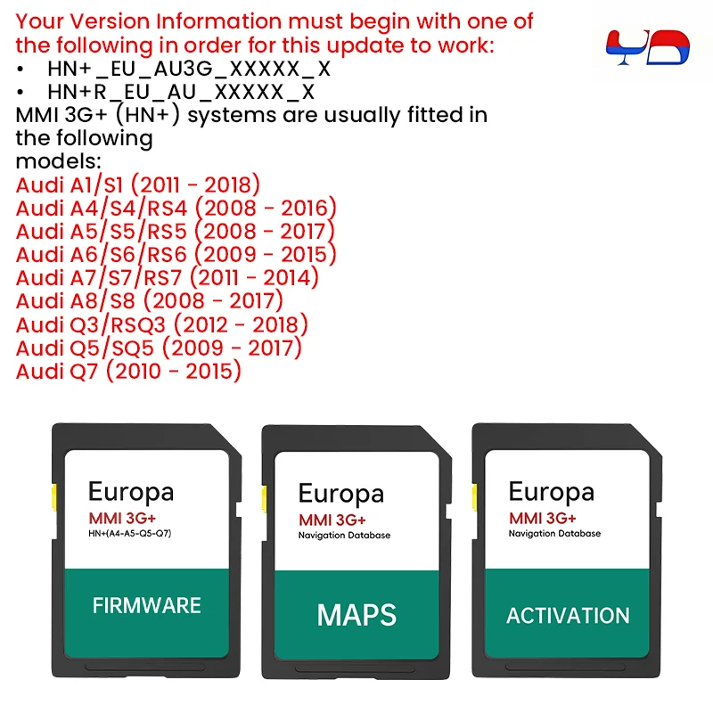 Dla Audi 2023 MMI 3G+ HN+ aktualizacja nawigacji Sat Nav Map SD Card A1 ...