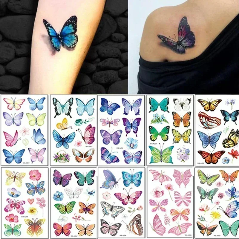 3D-Butterfly-Temporary-Tattoos-Waterproof-Lasting-Colorful-Butterfly ...