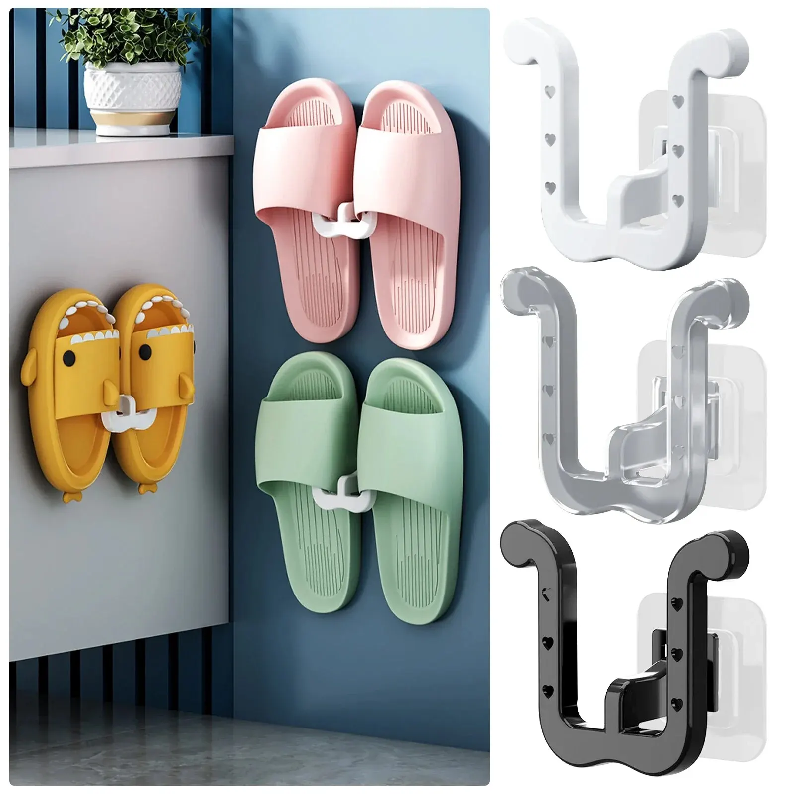 U-shaped-Slipper-Rack-Wall-Mounted-Perforated-Toilet-Drainage-Storage ...