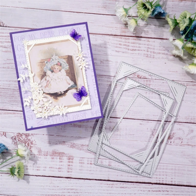 New-4-Rectangular-Picture-Frames-Craft-Embossing-Mold-2022-Metal ...