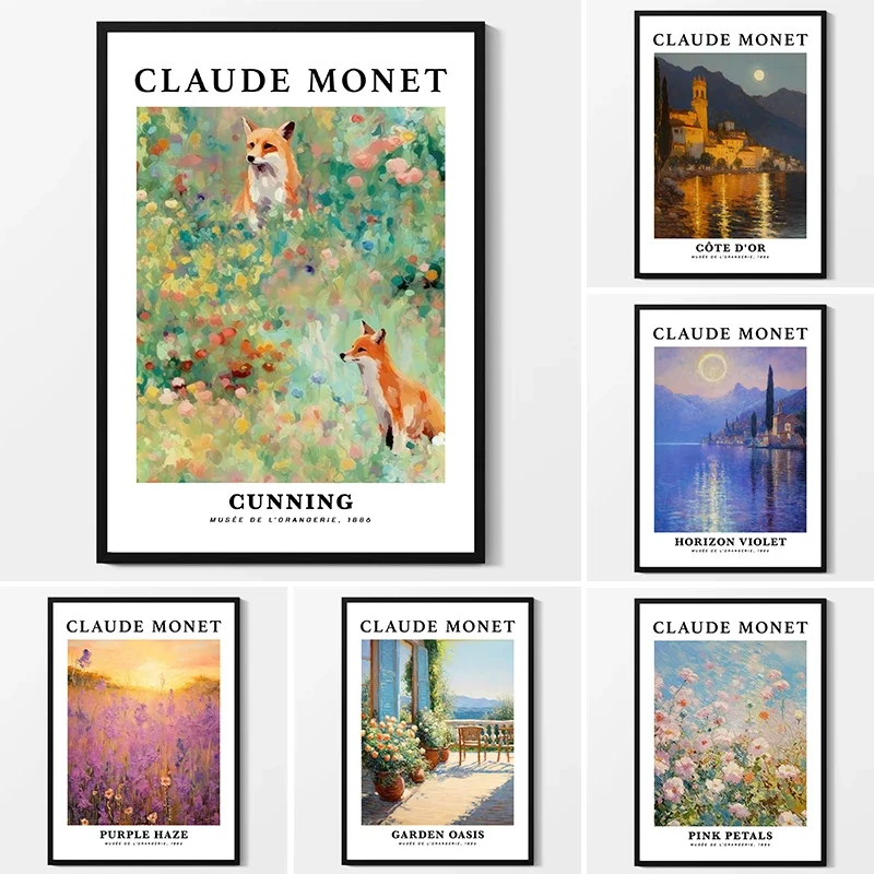 Claude Monet Print Poster Monet Tabby Cat Monet-Meadow Monet Flowers ...