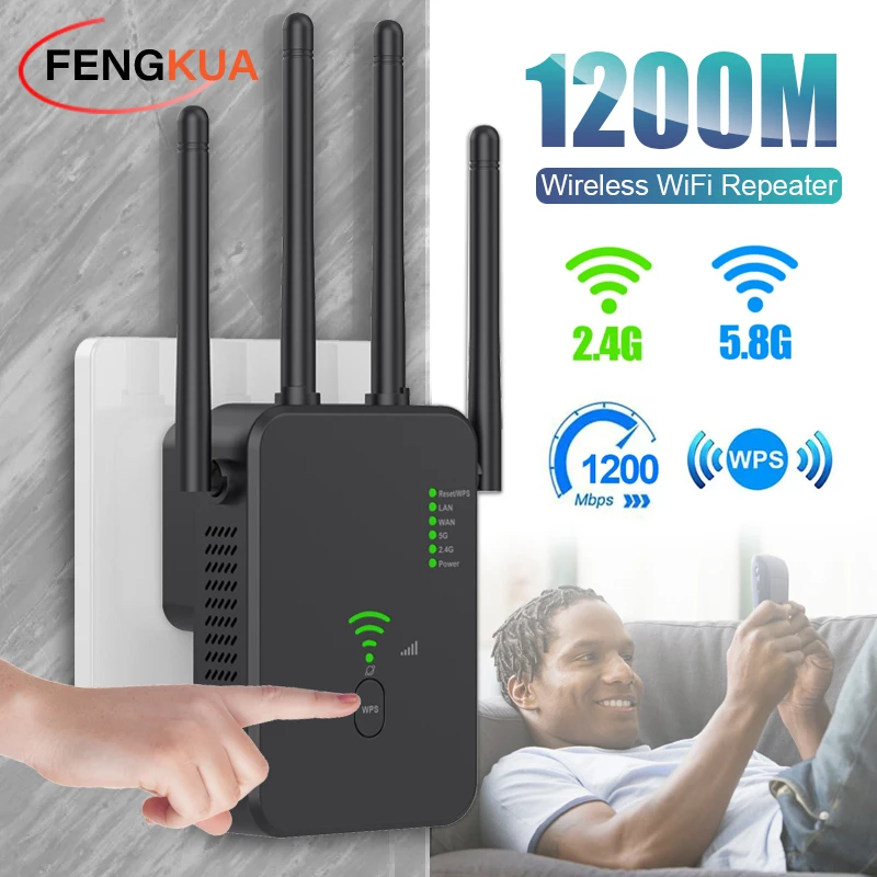 1200Mbps-WIFI-Extender-Repeater-Four-antenna-Dual-Band-2-4G-5G ...