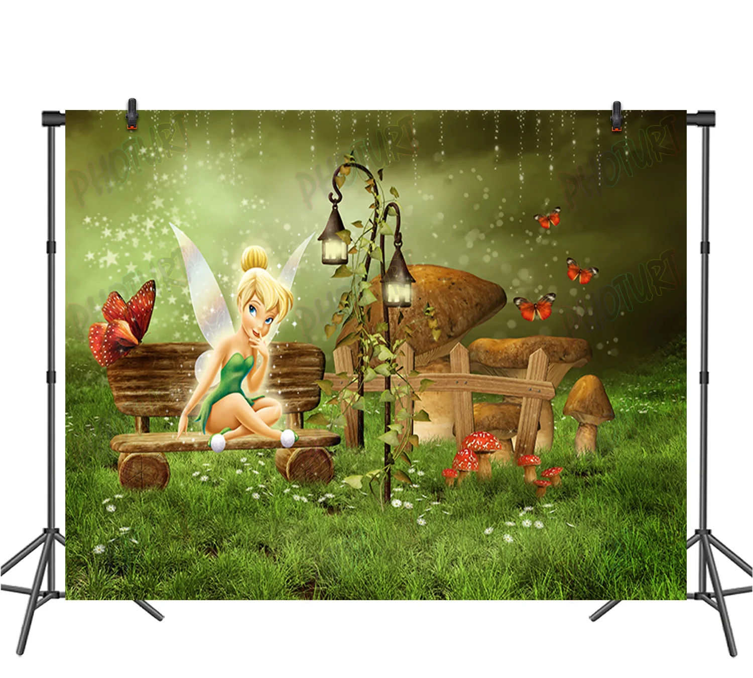 Disney Wonderland Tinker Bell Backdrop Kids Birthday Background Fairy ...
