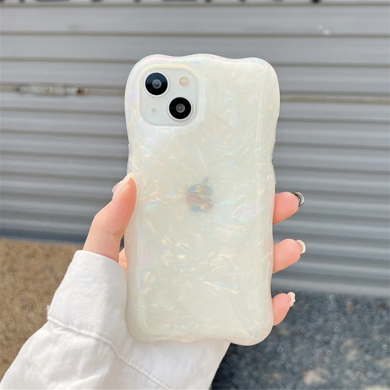 Funda de silicona con forma de concha láser para iPhone, carcasa de ...