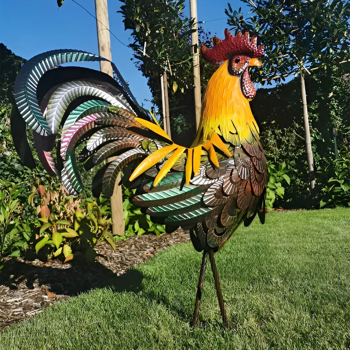 Metal Rooster Sculpture Garden | Rooster Decor Garden Metal | Metal ...