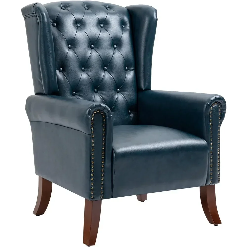 Living-Room-Chair-with-ButtonsRivet-Trim-Single-Club-Armchair-Modern-PU ...