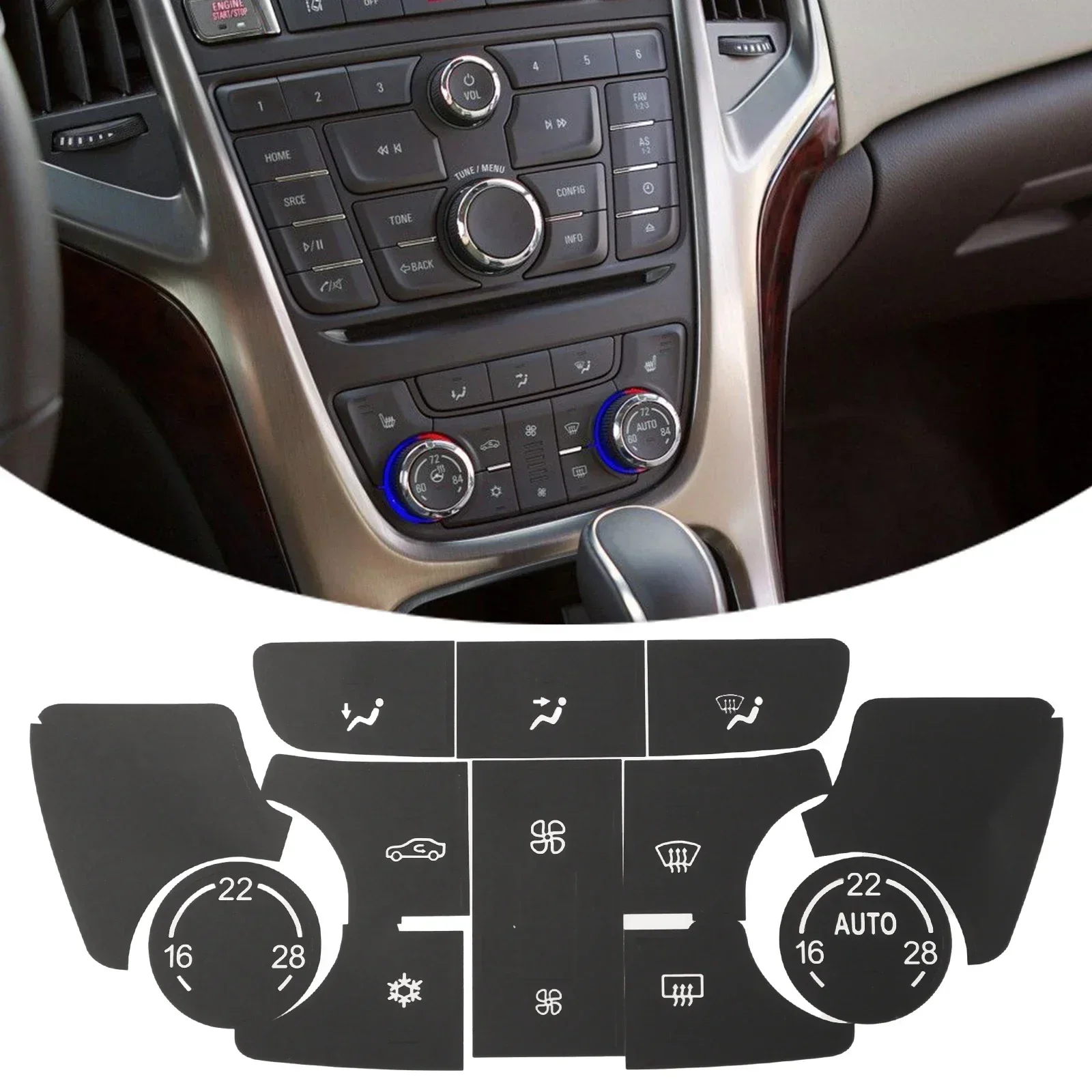 Car-Air-Conditioning-Stickers-Center-Console-Button-Decals-Black-Button ...