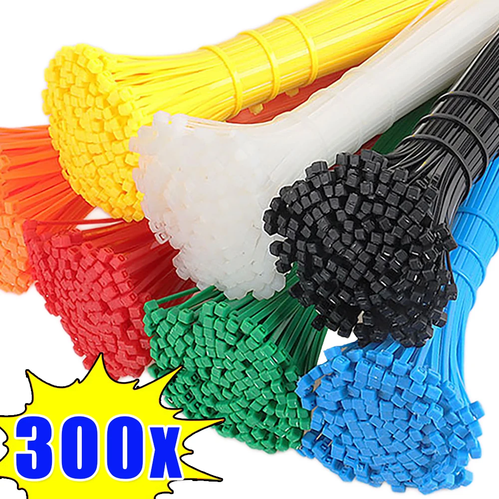 300-100Pcs-Colorful-Nylon-Cable-Ties-Reusable-Self-locking-Cord-Ties ...