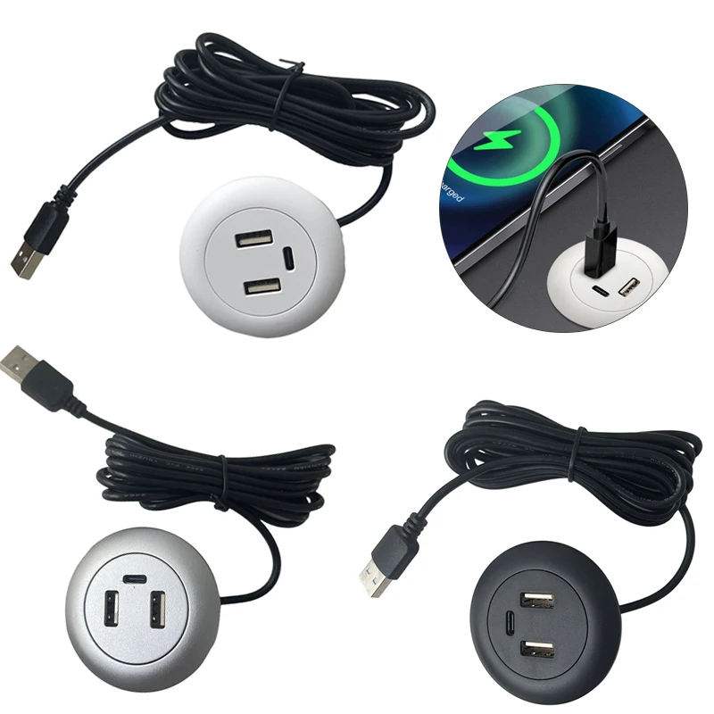 1PC-Embedded-Desktop-USB2-0-To-USB-TYPE-C-Charger-Extension-Cord-Mobile ...