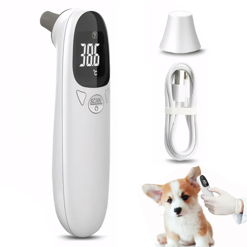 Pet Ear Thermometer Digital Non Contact USB Rechargeable Accurate 32-42 ...