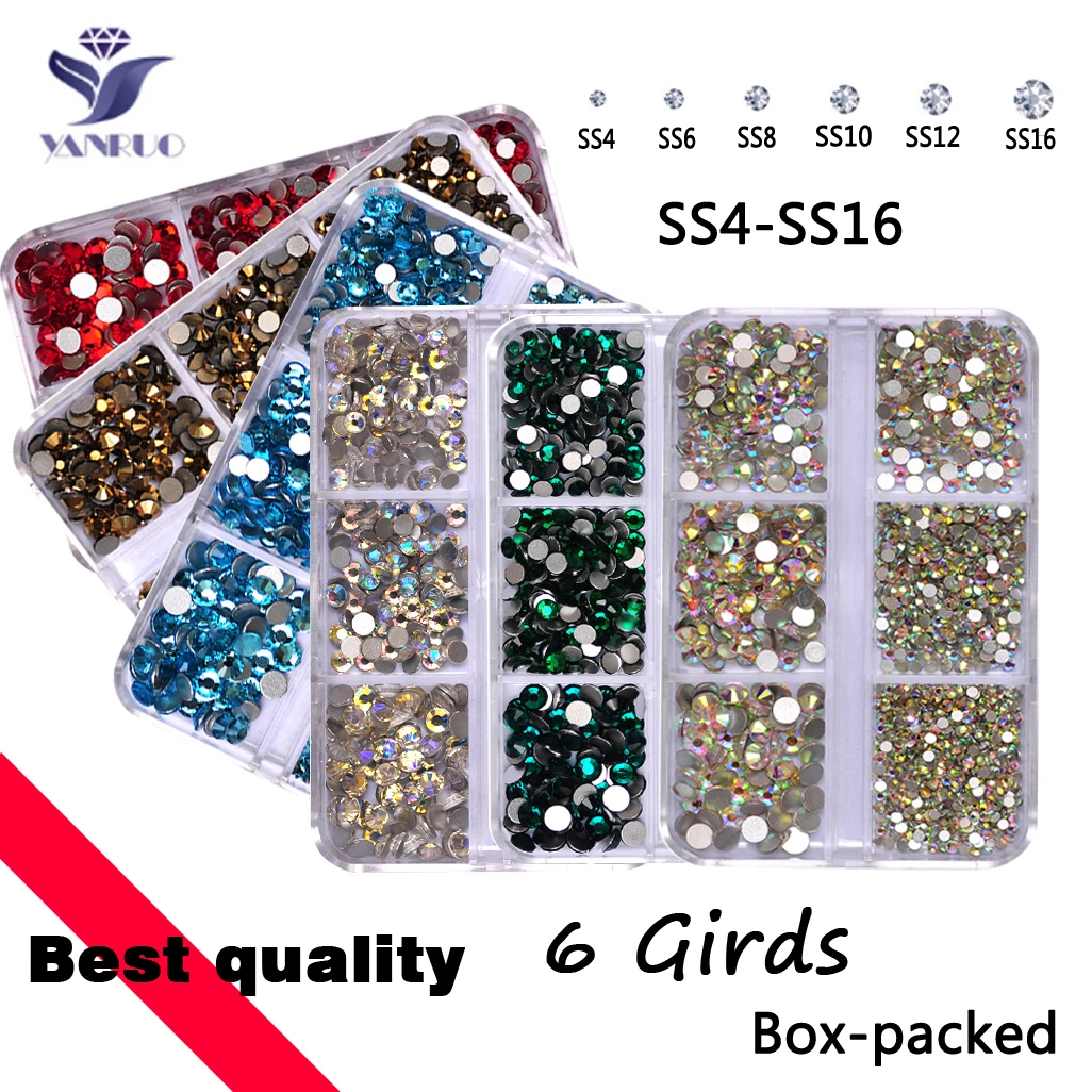 6Girds-Box-Rhinestones-SS4-SS16-Colorful-Non-Hotfix-Glass-Glitter ...