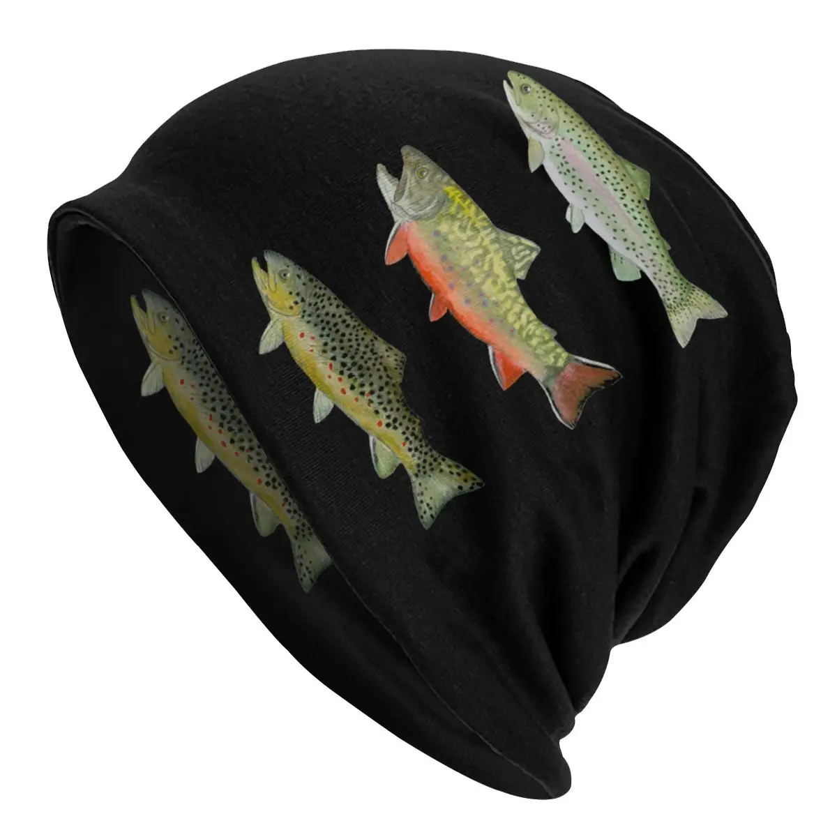 Brown Rainbow Trout Triad Fishing Fly Fishing Cap Vintage Ski Skullies ...