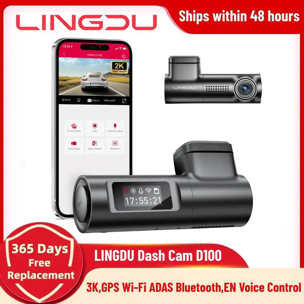 LINGDU-Dash-Cam-D100-3K-Built-in-GPS-Wi-Fi-ADAS-Bluetooth-24H-Parking ...