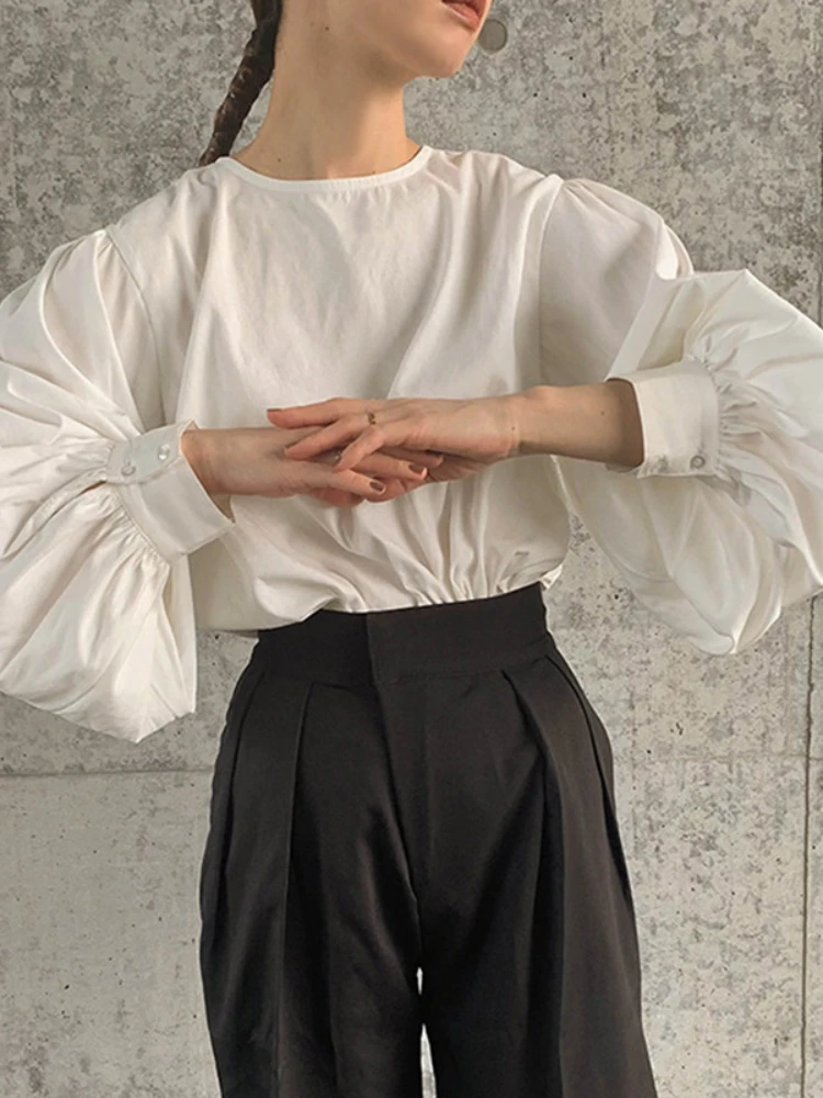 Japan Style Office Lady Elegant Vintage Blouse Women O-neck Loose ...