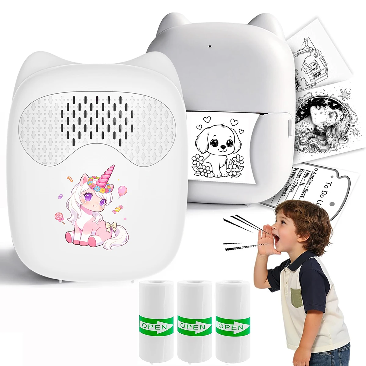 AI Voice Mini Printer, Portable Thermal Inkless AI Sticker Maker with ...