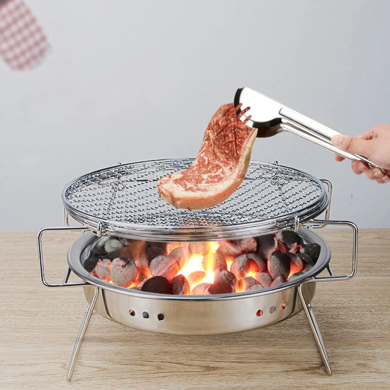 Vilead-Camping-Small-Barbecue-Wood-Stove-Stainless-Steel-Outdoor ...