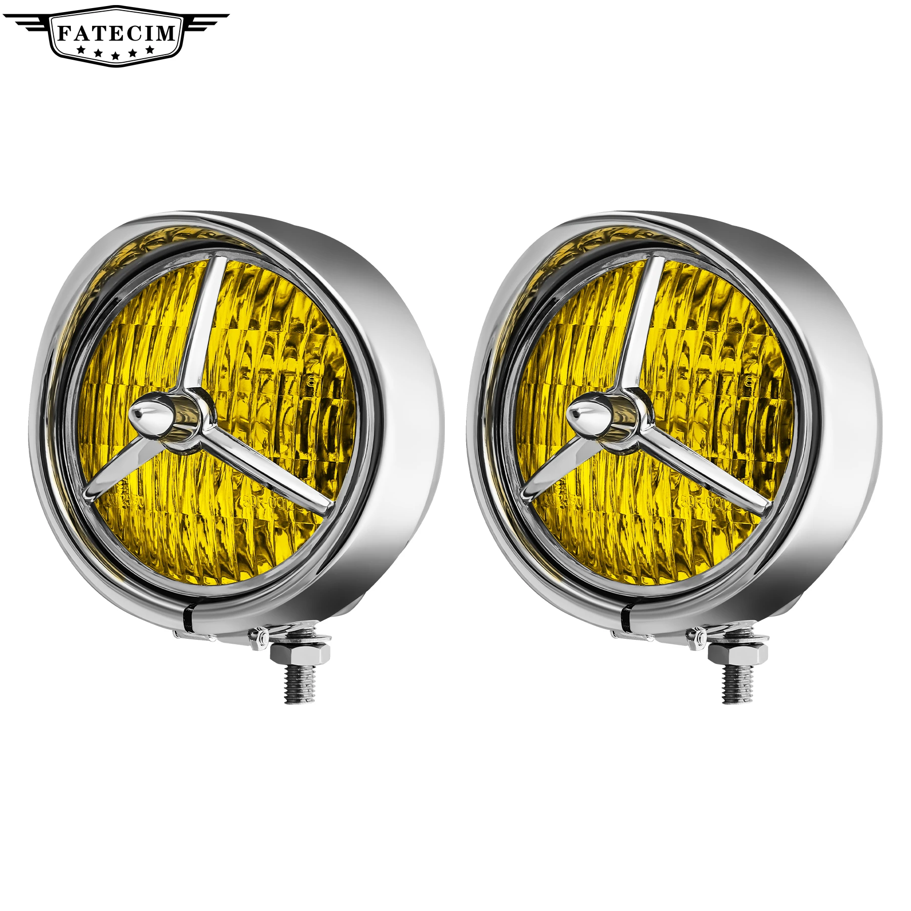 4-5-LED-Classic-Custom-Brim-Trim-Cover-Fog-Lamps-Chrome-Motorcycle-Fog ...